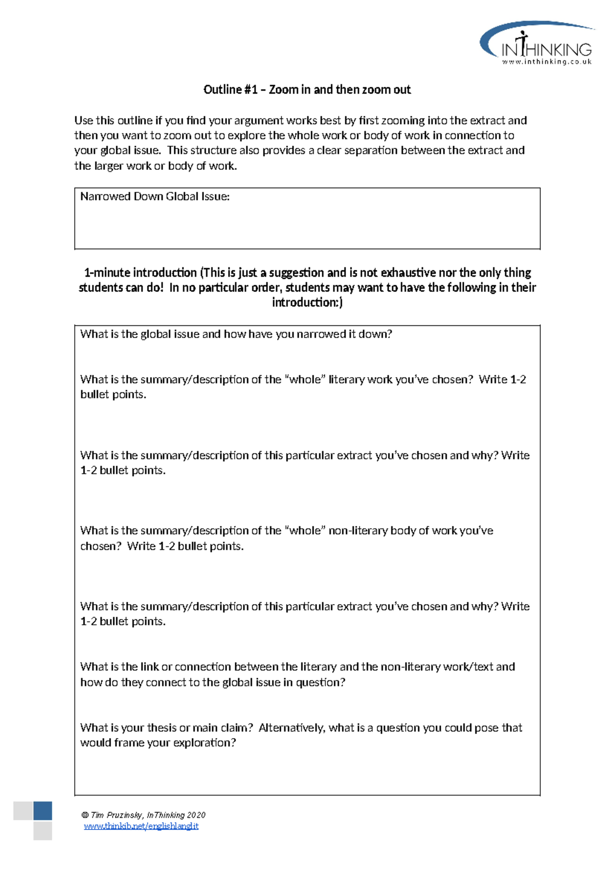 Outline template - fwafa - © Tim Pruzinsky, InThinking 2020 thinkib ...