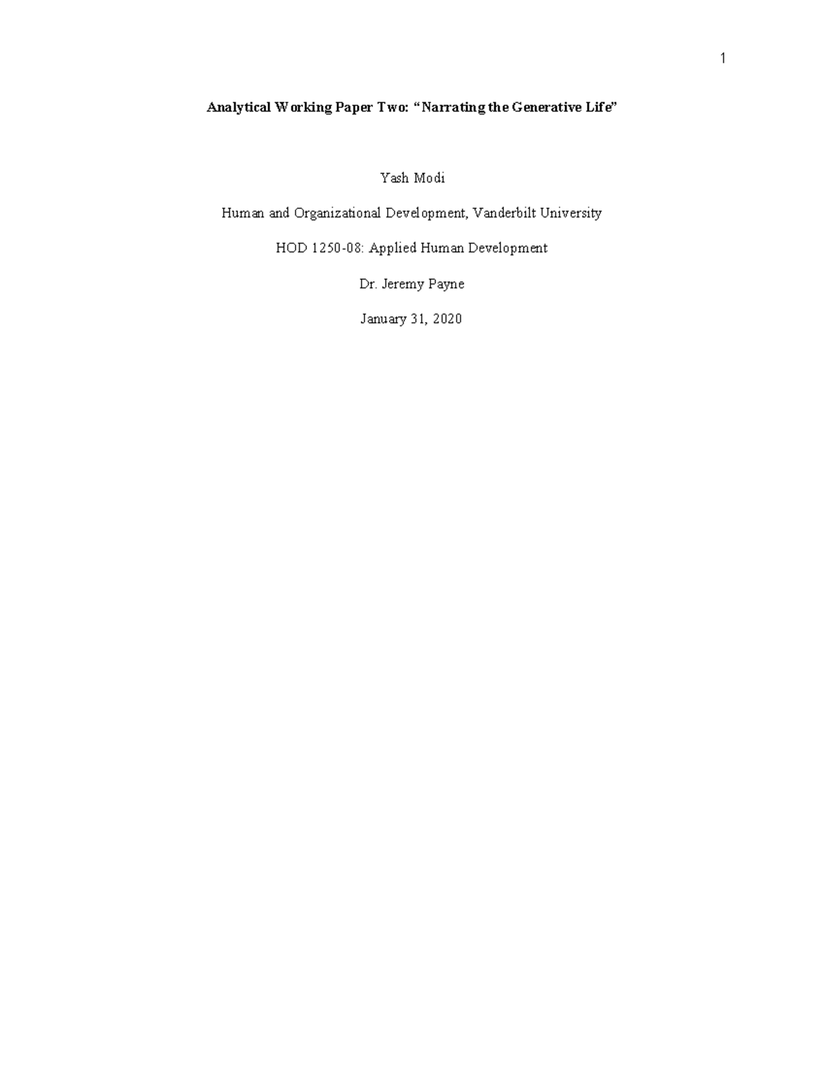 AWP 2 (1) - Analytical Working Paper 2 - Analytical Working Paper Two ...