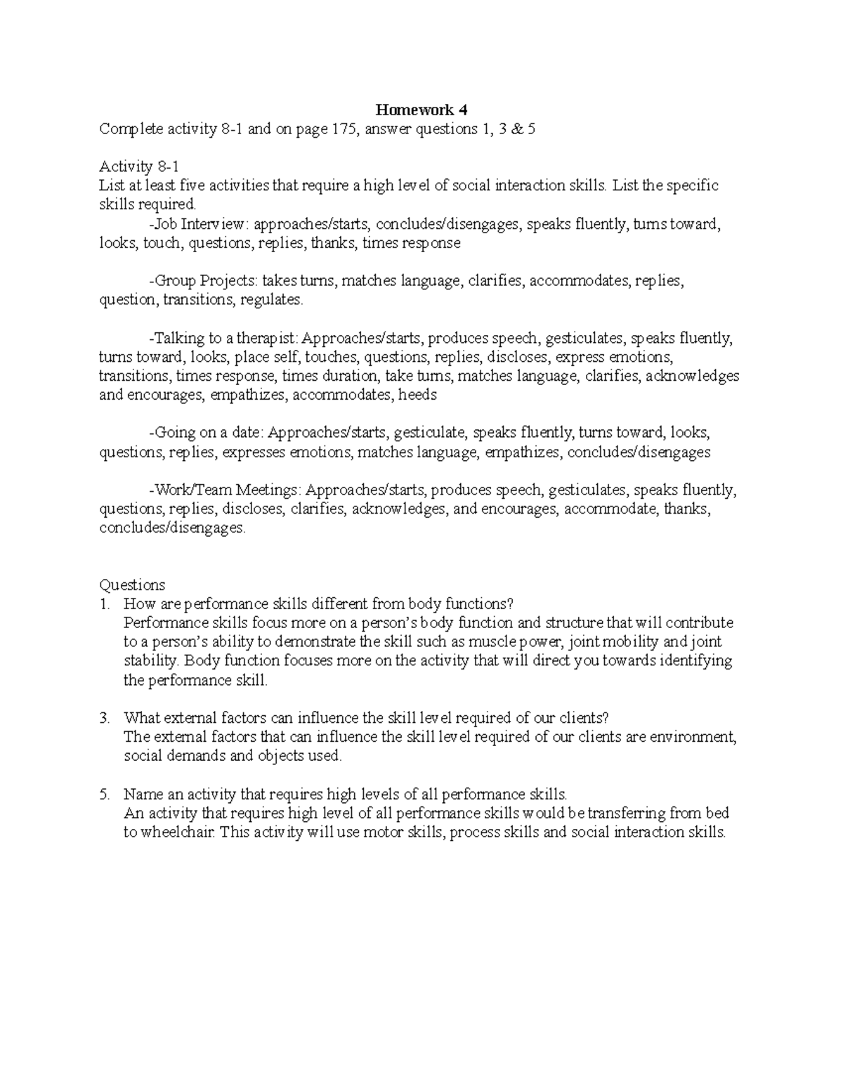 Homework 4 - ACTIVITY ANALYSIS - Homework 4 Complete activity 8-1 and ...