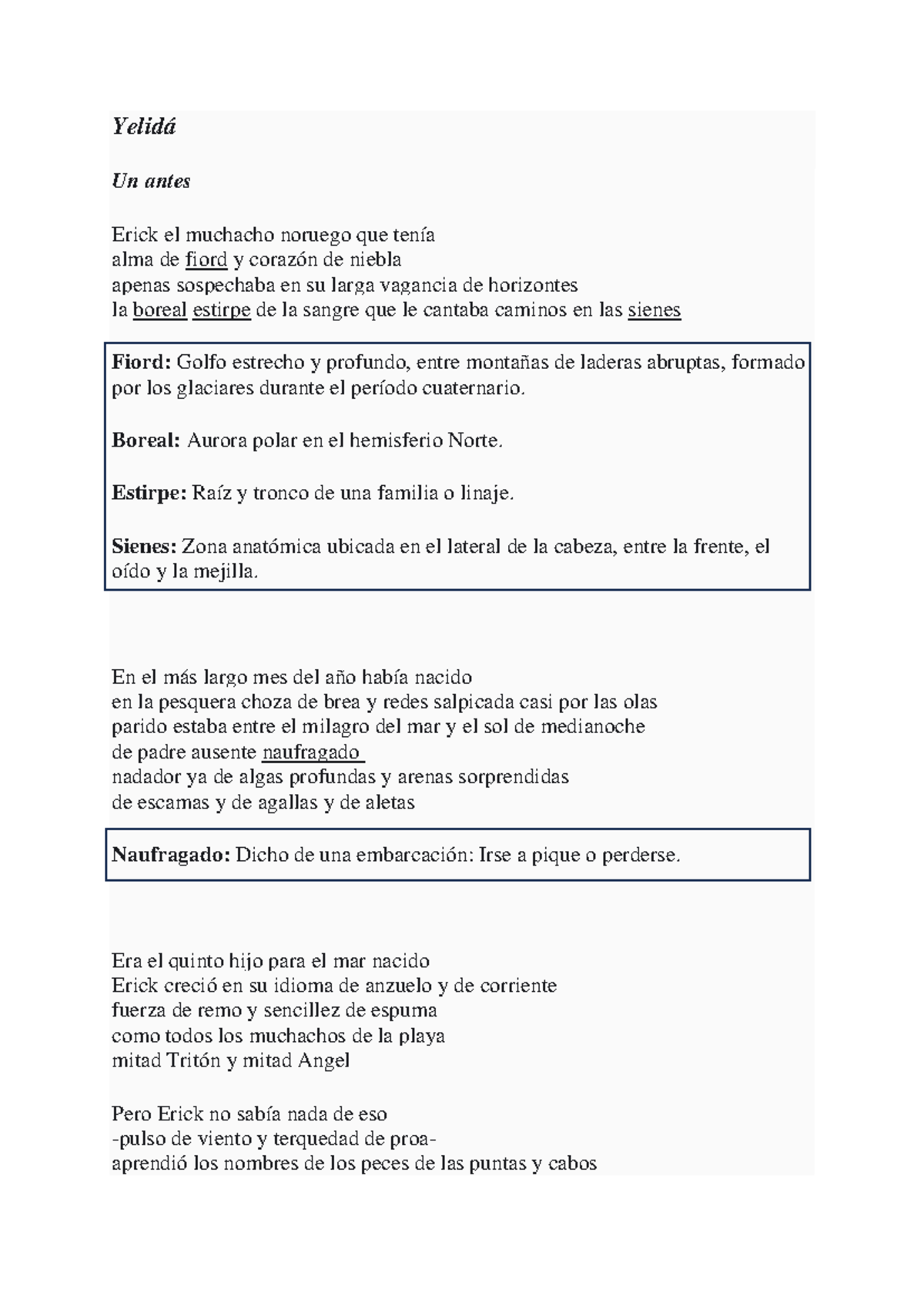 Yelidá (Análisis) - Análisis del poema Yelidá - Yelidá Un antes Erick ...