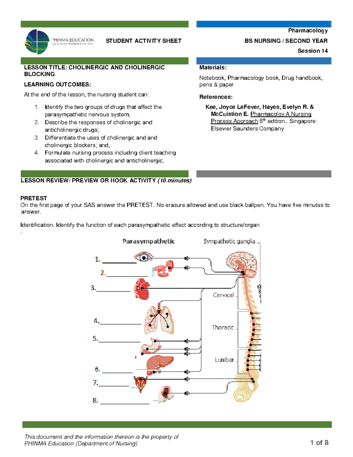 HES 005 Session 14SAS - Pharmacology lecture notes/SAS modules - This ...