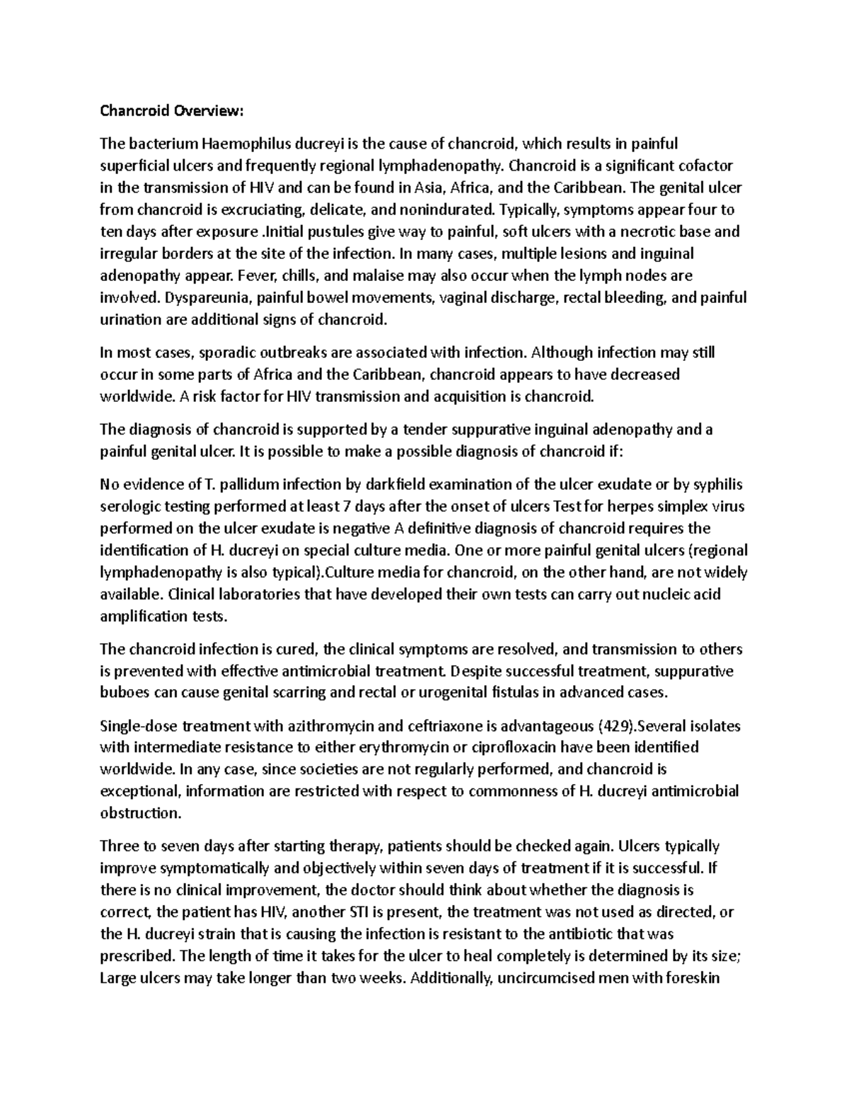 Chancroid overview - Chancroid Overview: The bacterium Haemophilus ...