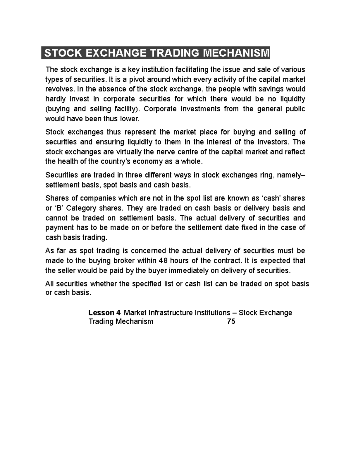 Stock Exchange Trading Mechanism - STOCK EXCHANGE TRADING MECHANISM The ...