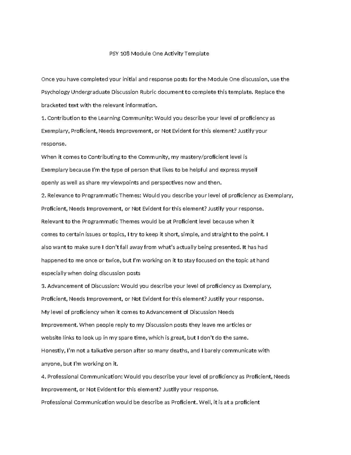 2-1 discuission project 1 - PSY 108 Module One Activity Template Once ...