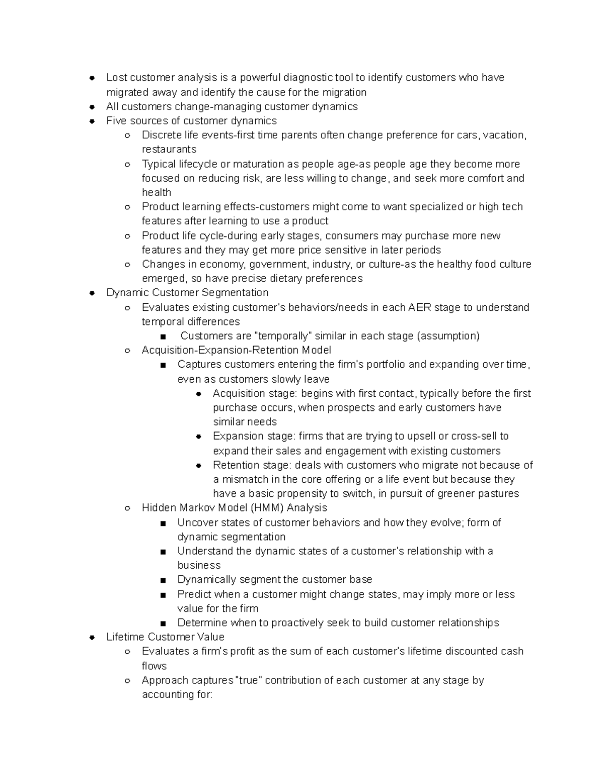 MARK460-Chapter 3 - Chapter 3 notes - Lost customer analysis is a ...