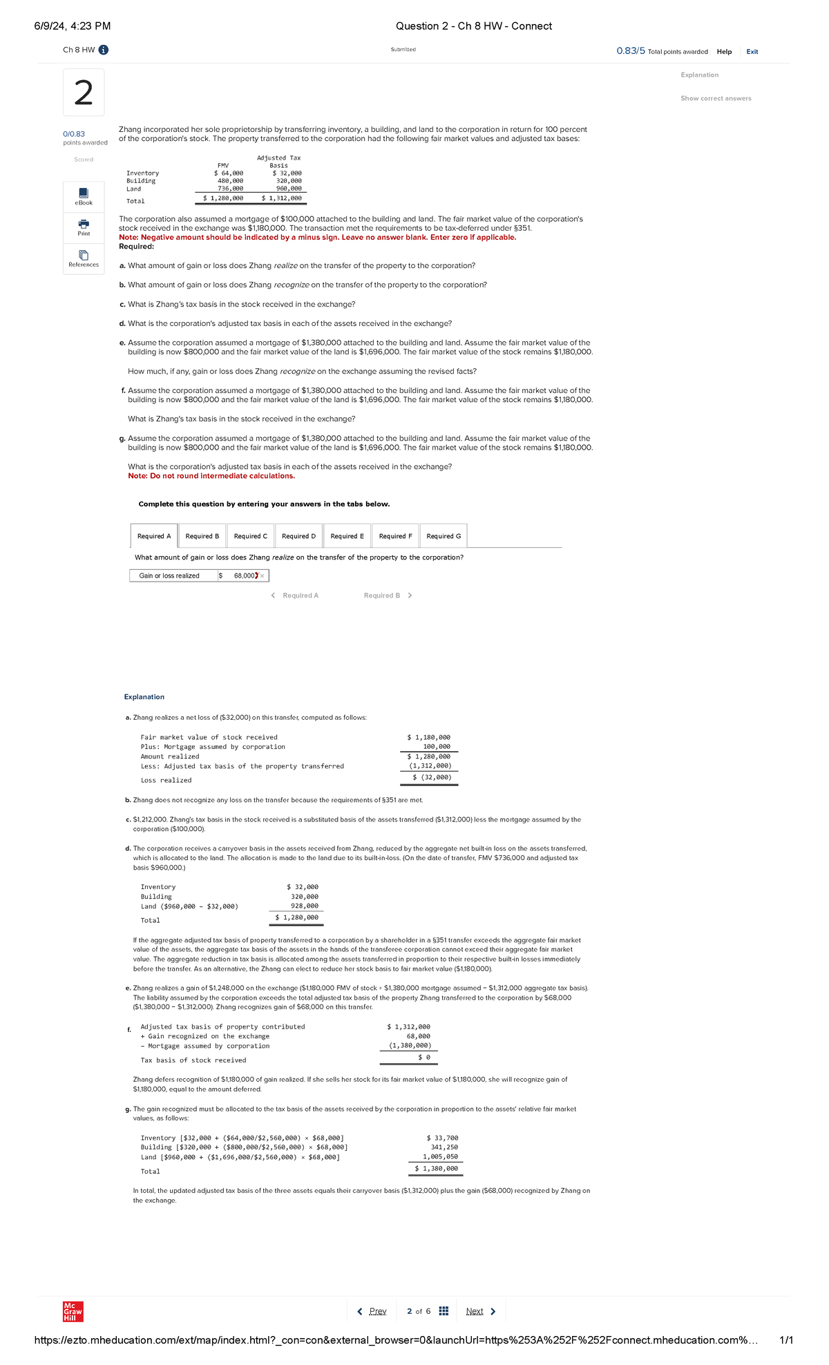 Question 2 - Ch 8 HW - Connect - eBook Print p References 2 0 /0 ...
