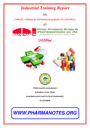 Practice School BP706PS written - A PROJECT REPORT ON PRACTICE SCHOOL Submitted to RAJIV GANDHI ...