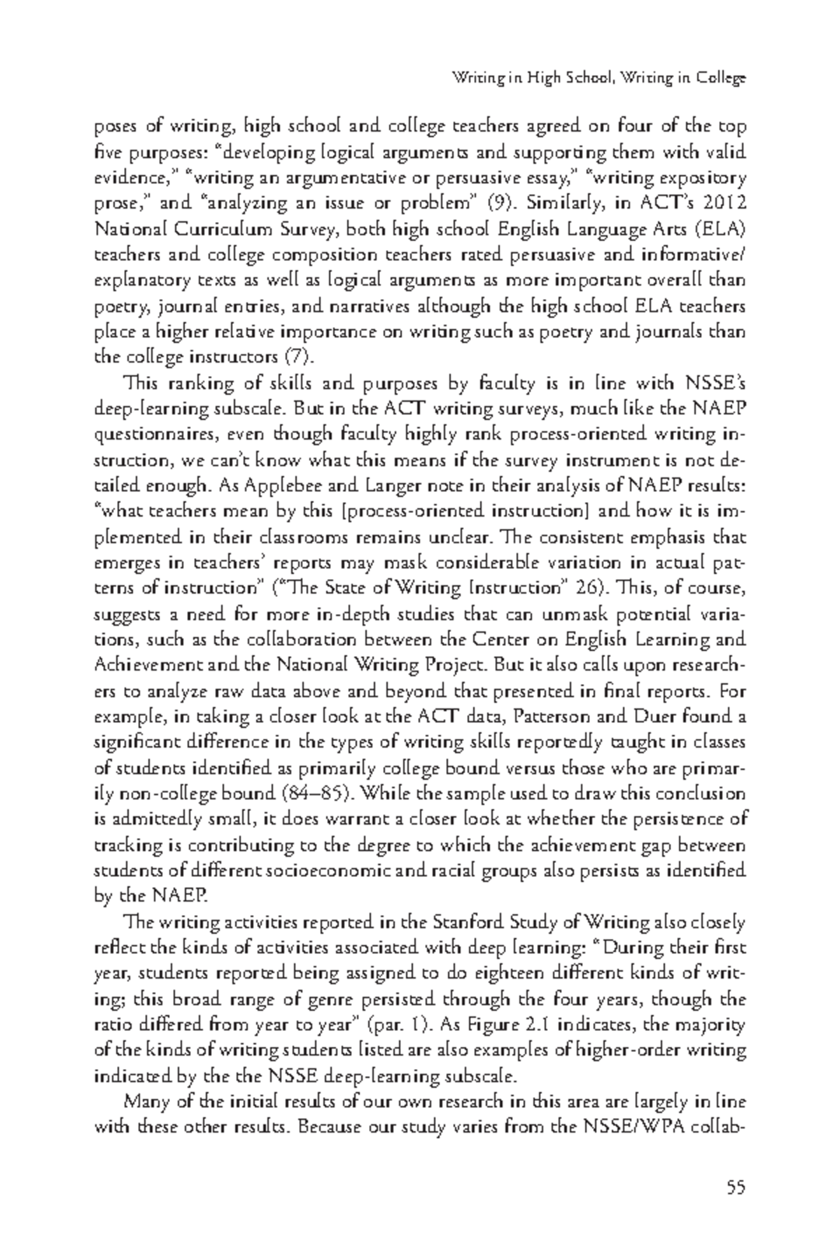 Writing and school reform 19 - 55 Writing in High School, Writing in ...