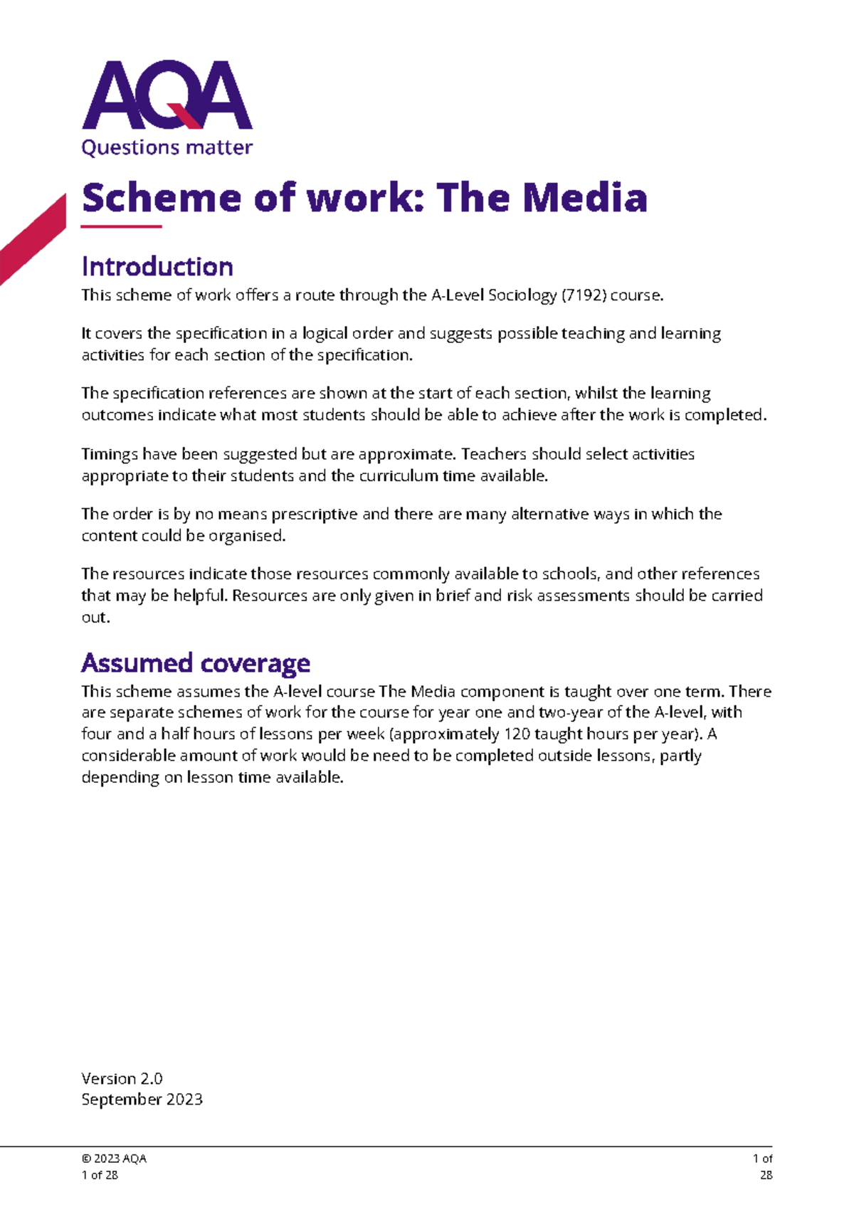 Media Document Revison - Scheme of work: The Media Introduction This ...