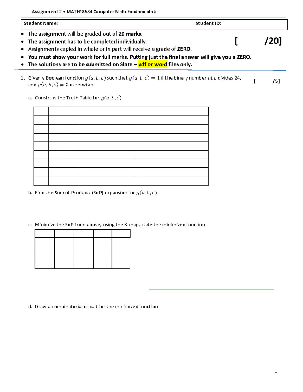 M2-MATH18584 Assignment 2E - MATH18584 - Sheridan College - Studocu