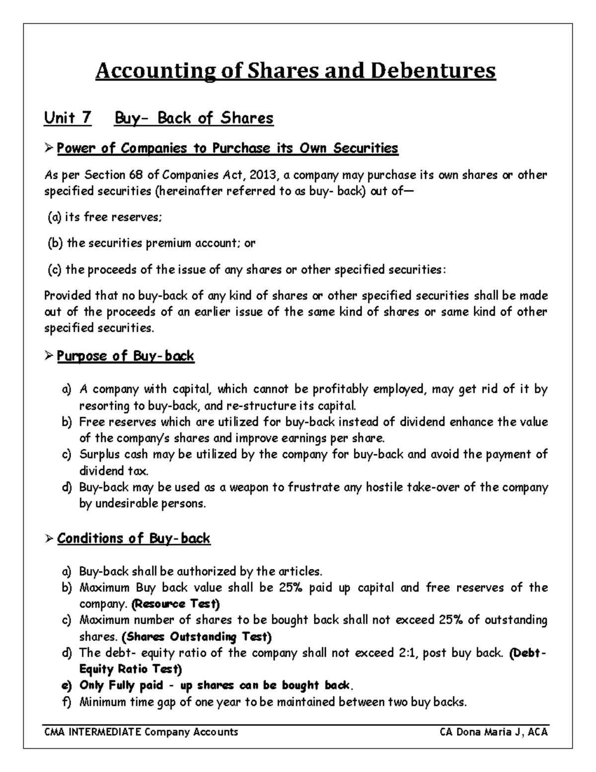 Accounting of Shares and Debentures Part 5 - Accounting of Shares and ...