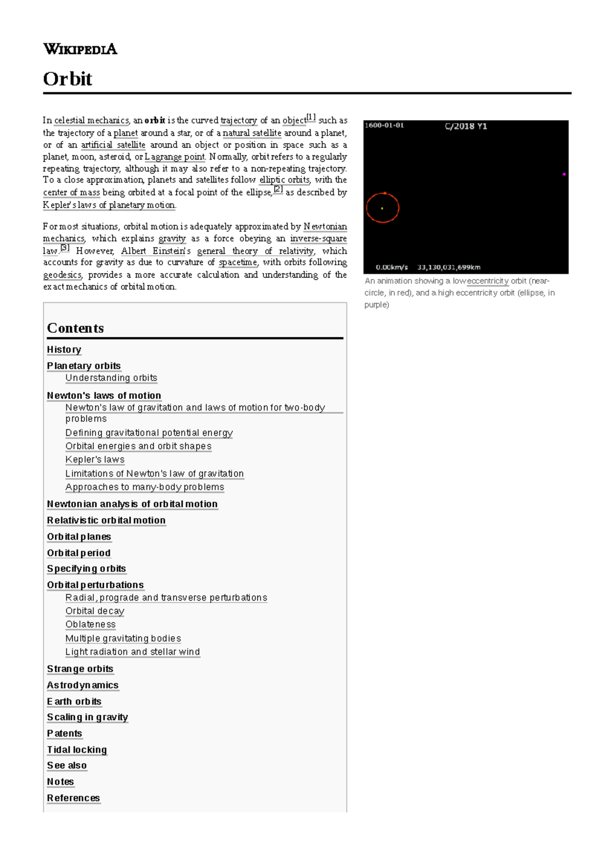 Orbit - An animation showing a low eccentricity orbit (near- circle, in ...