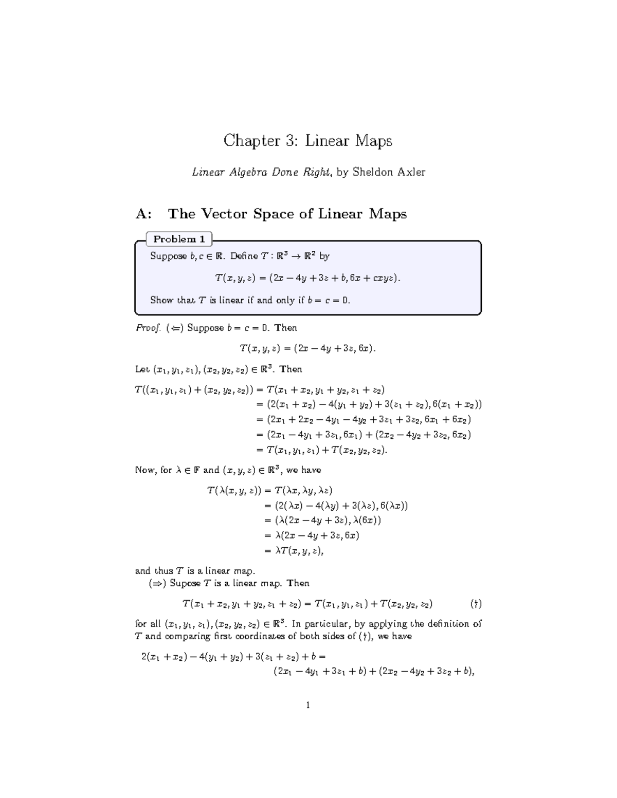 2em - Chapter 3: Linear Maps Linear Algebra Done Right, by Sheldon Axler A: The Vector Space of ...