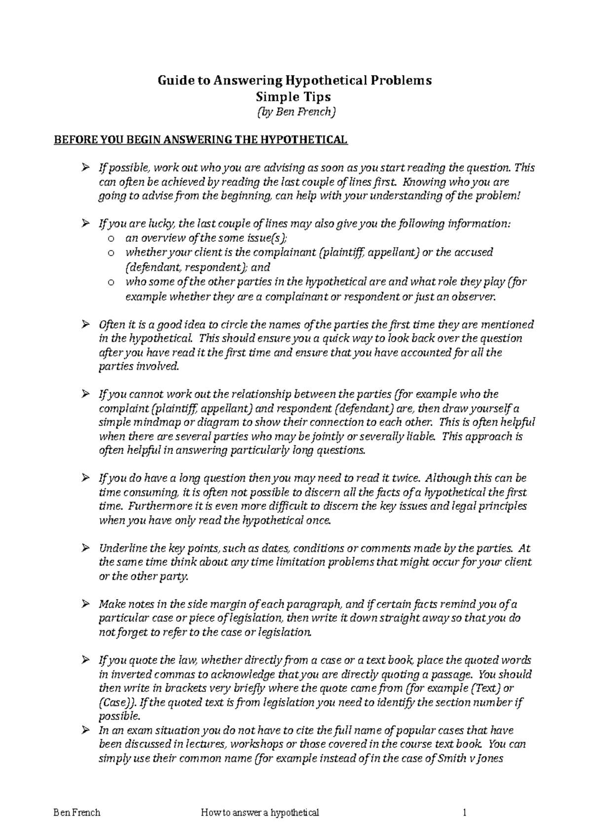 Introduction to ILAC (Tips) - Guide to Answering Hypothetical Problems ...