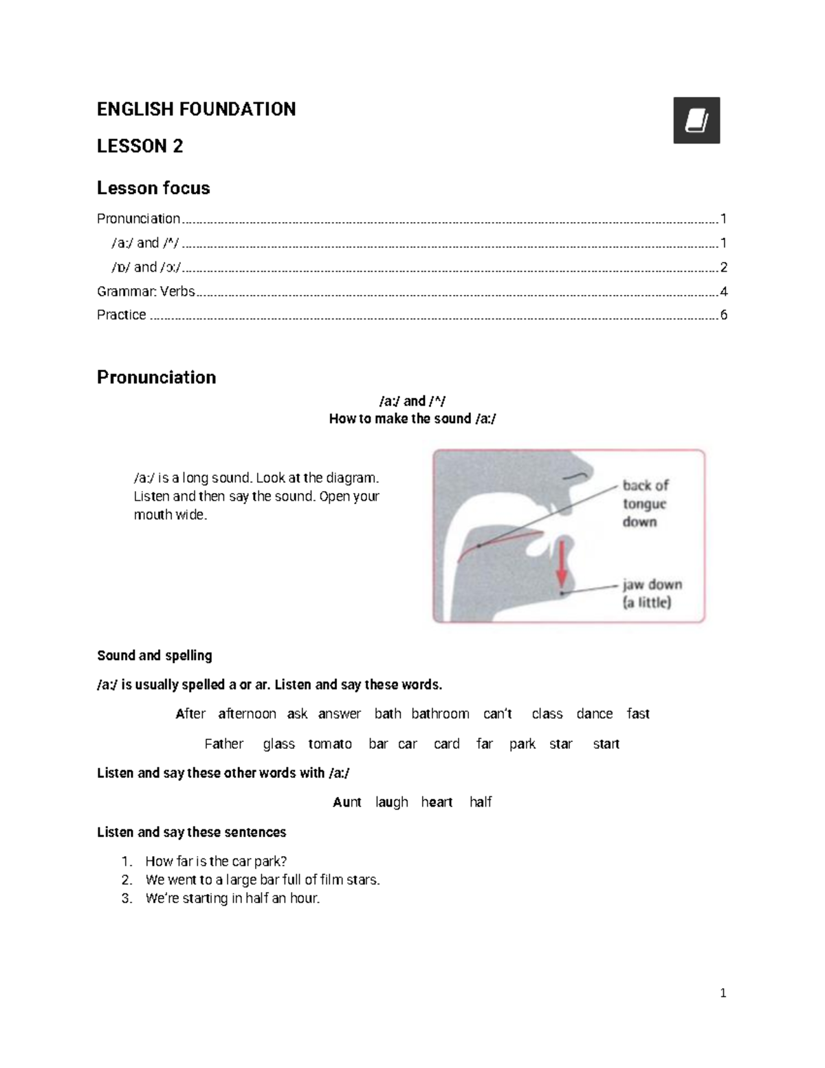 Englishfoundation.Speaking - ENGLISH FOUNDATION LESSON 2 Lesson focus ...