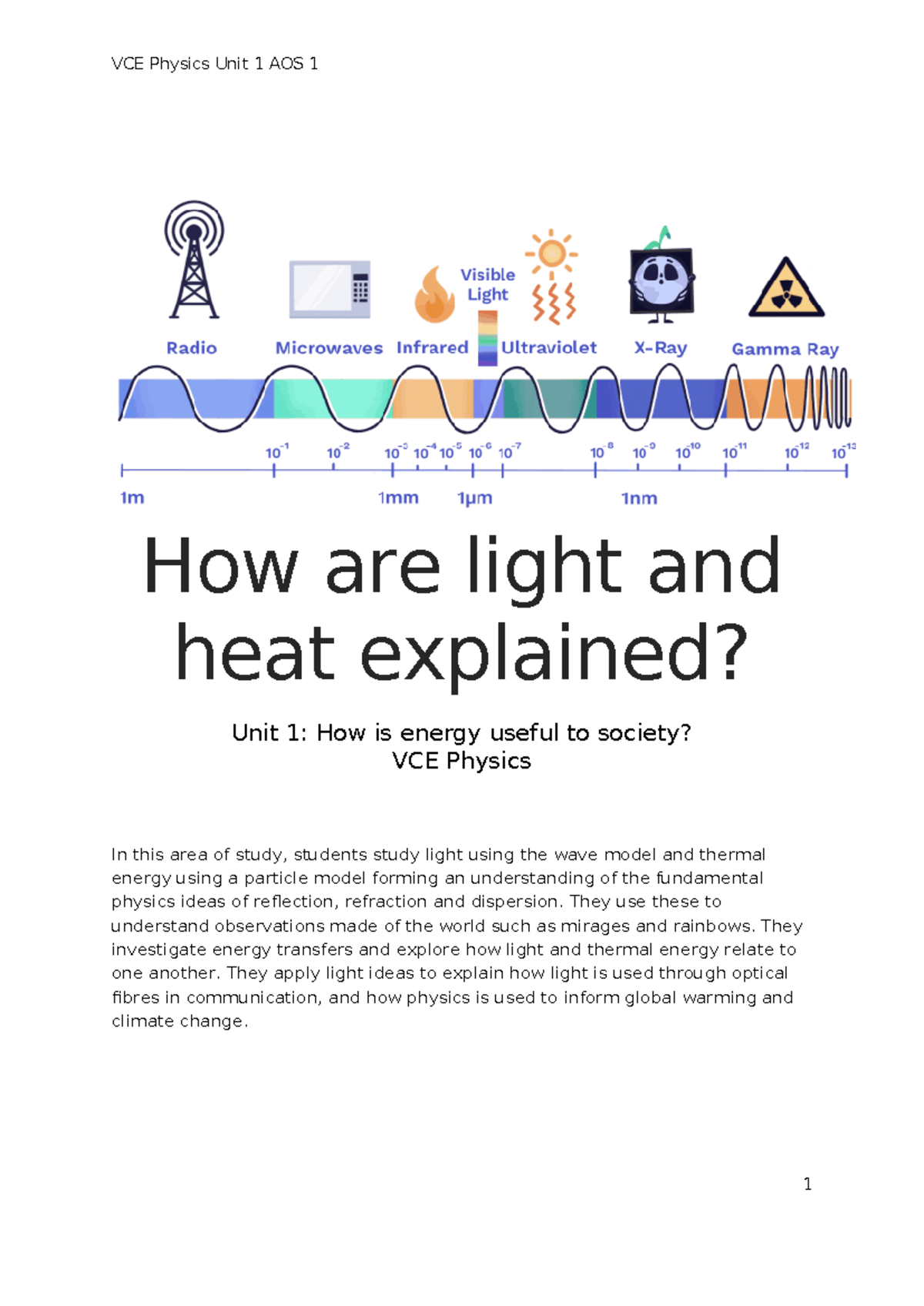 1-1 Light and Heat Booklet Solns - How are light and heat explained ...