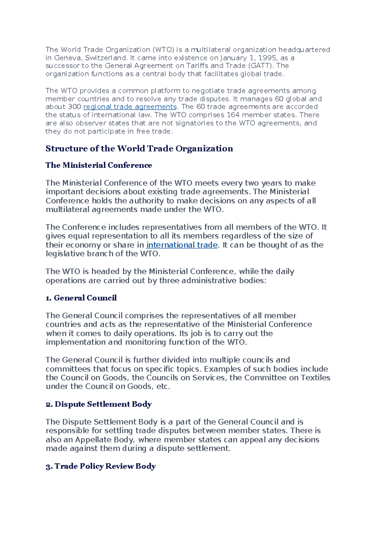 WTO - WTO - PUBLIC INTERNATIONAL LAW - The World Trade Organization ...