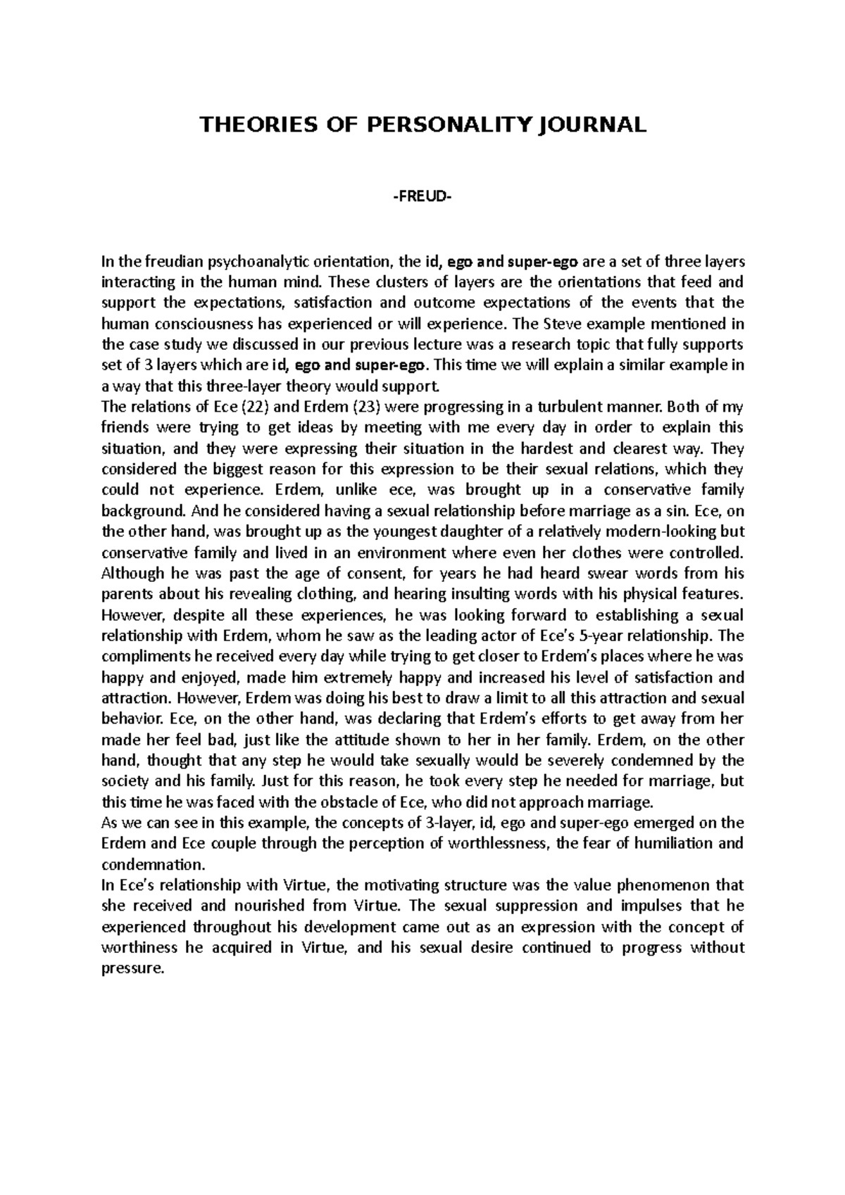 Theories OF Personality Journal - THEORIES OF PERSONALITY JOURNAL ...