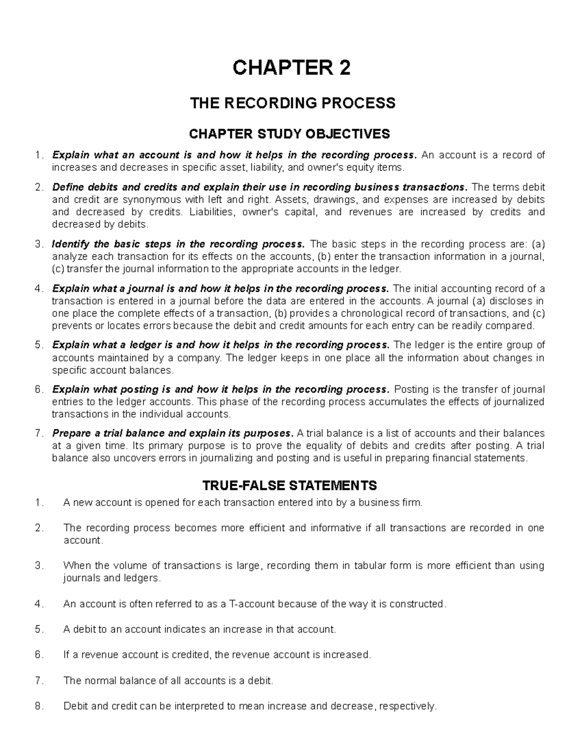 C02 The Recording Process - CHAPTER 2 THE RECORDING PROCESS CHAPTER STUDY OBJECTIVES 1. Explain ...