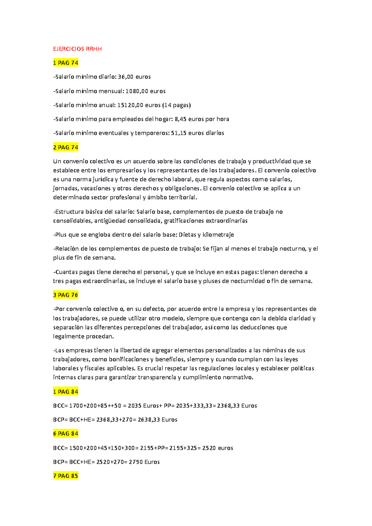 Ejercicios RRHH 19 DE Noviembre - EJERCICIOS RRHH 1 PAG 74 -Salario ...