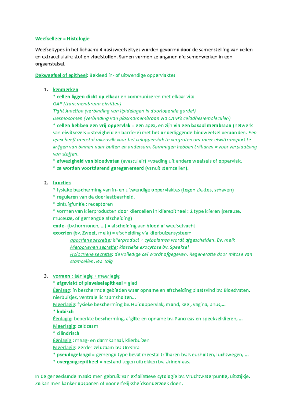 Weefselleer - Samen vormen ze organen die samenwerken in een ...