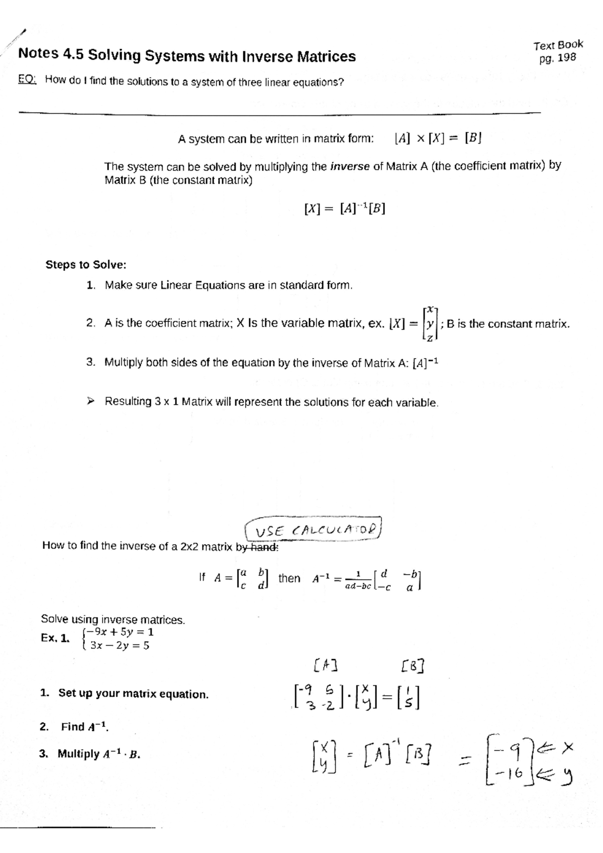 Notes 4.5 Complete - Inverse Matrix Operations - Studocu