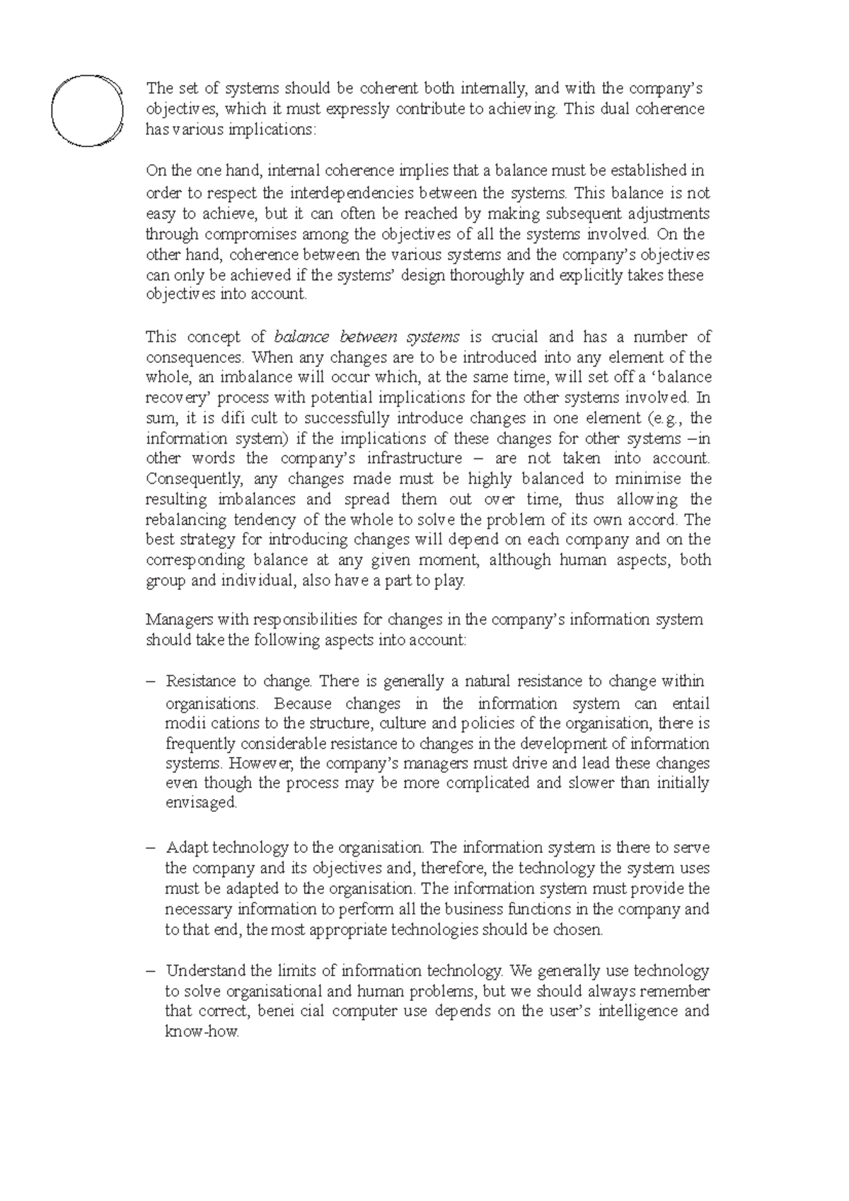 Management Information Systems II - The set of systems should be ...