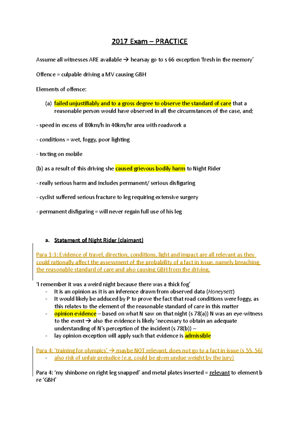 2017 Exam notes - from practice - 2017 Exam – PRACTICE Assume all ...