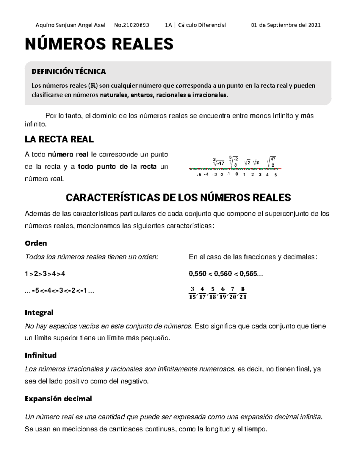 1.1 LOS Números Reales - N⁄MEROS REALES Por lo tanto, el dominio de los números reales se ...