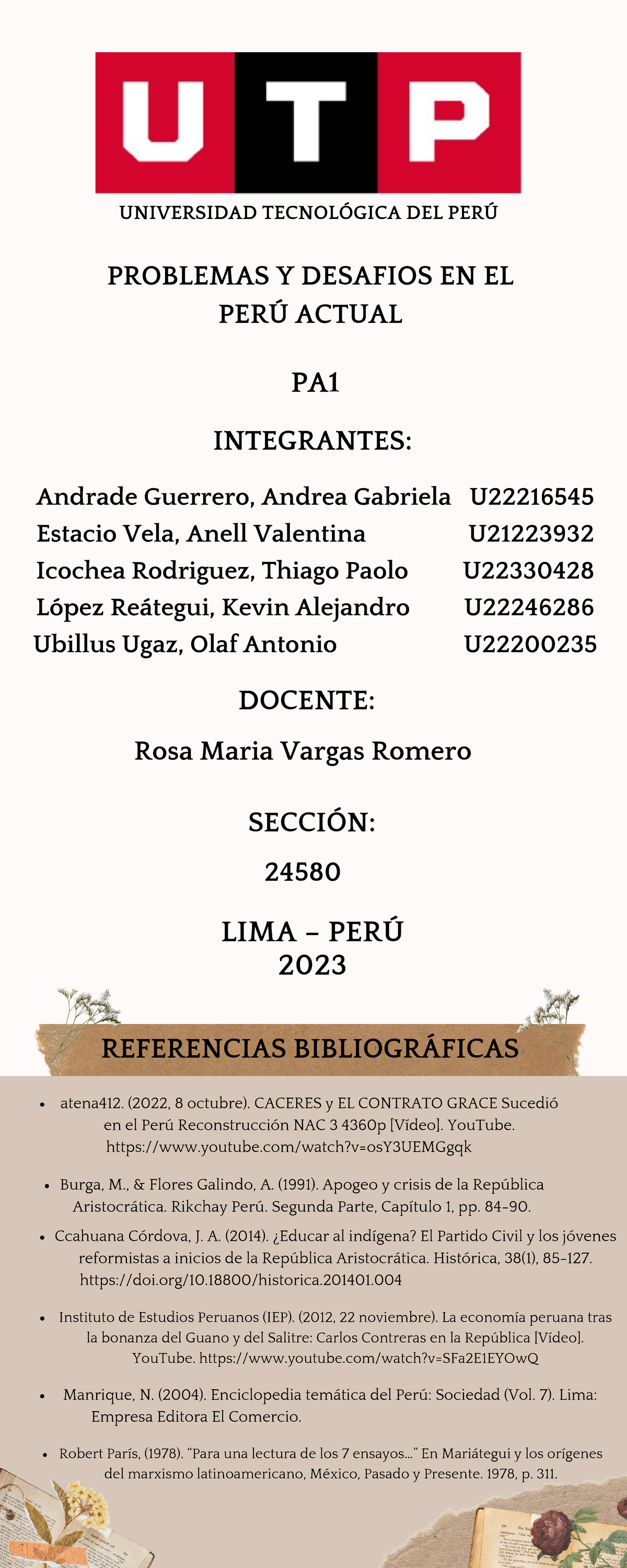PA1 - Infografia - PA1 - REFERENCIAS BIBLIOGRÁFICAS Andrade Guerrero ...