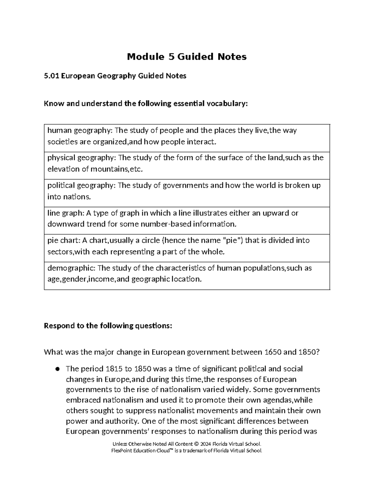 MOD. 5 Notes WH - Module 5 Guided Notes 5 European Geography Guided ...