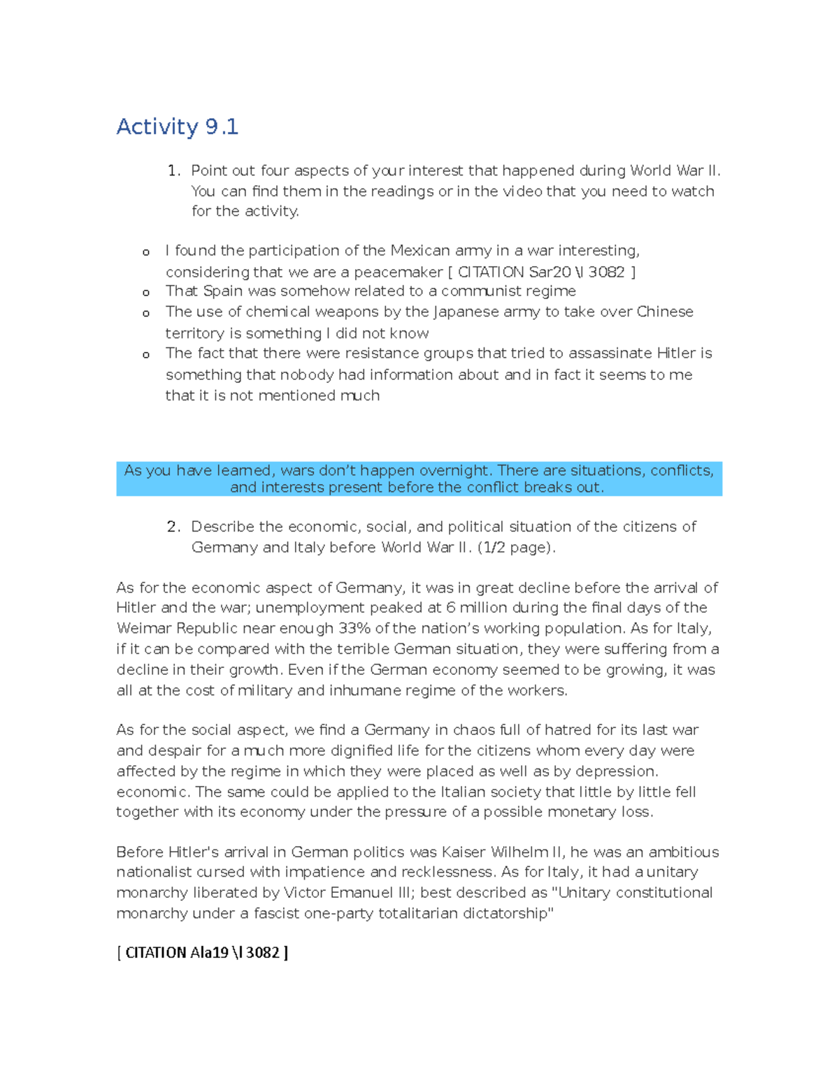 Activity 9 Contemporary - Activity 9. Point out four aspects of your ...