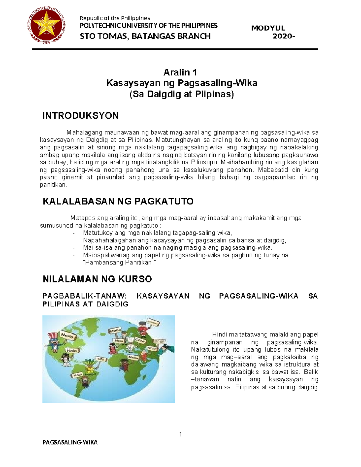 Pagsasalin-Gawain-1 - this is the gawain 1 in pagsasalin - POLYTECHNIC ...