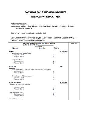 LAB Report 2 - PW231103 SOILS AND GROUNDWATER LABORATORY REPORT 2 ...