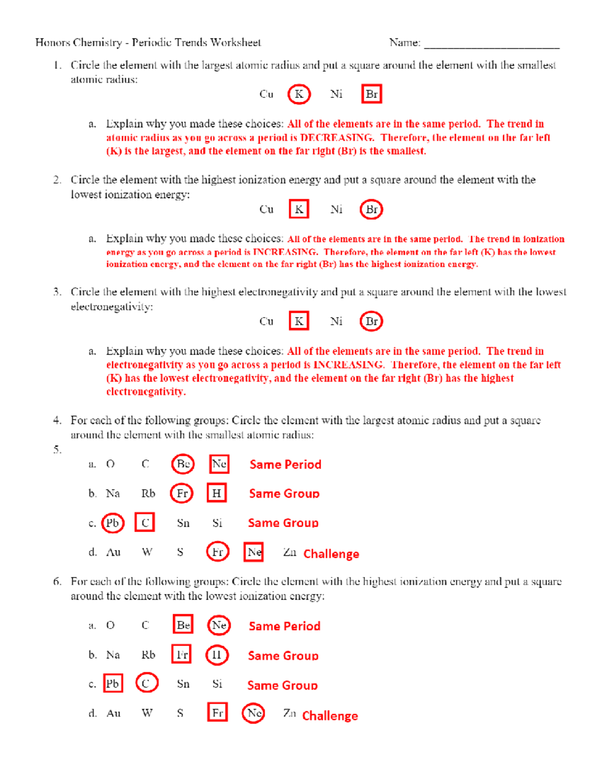 Periodic Trends Worksheet Answers - Chemical Engineering - Studocu