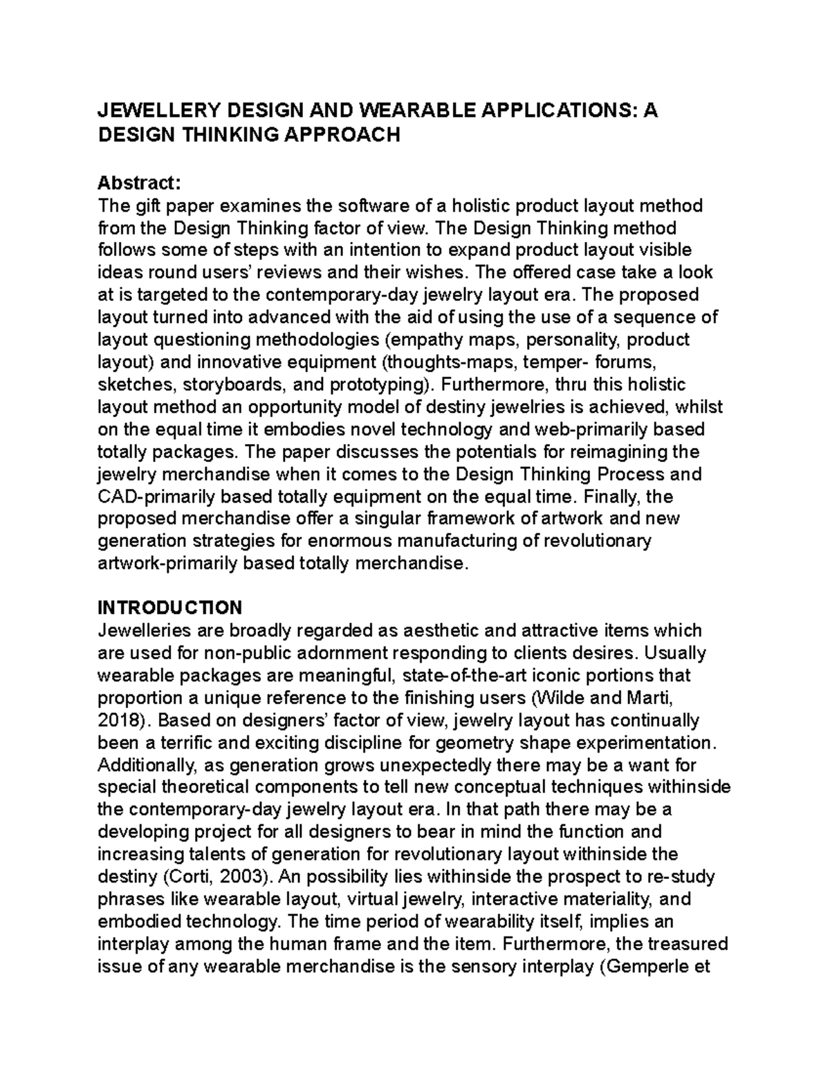 Jewellery Design AND Wearable Applications A Design Thinking Approach ...