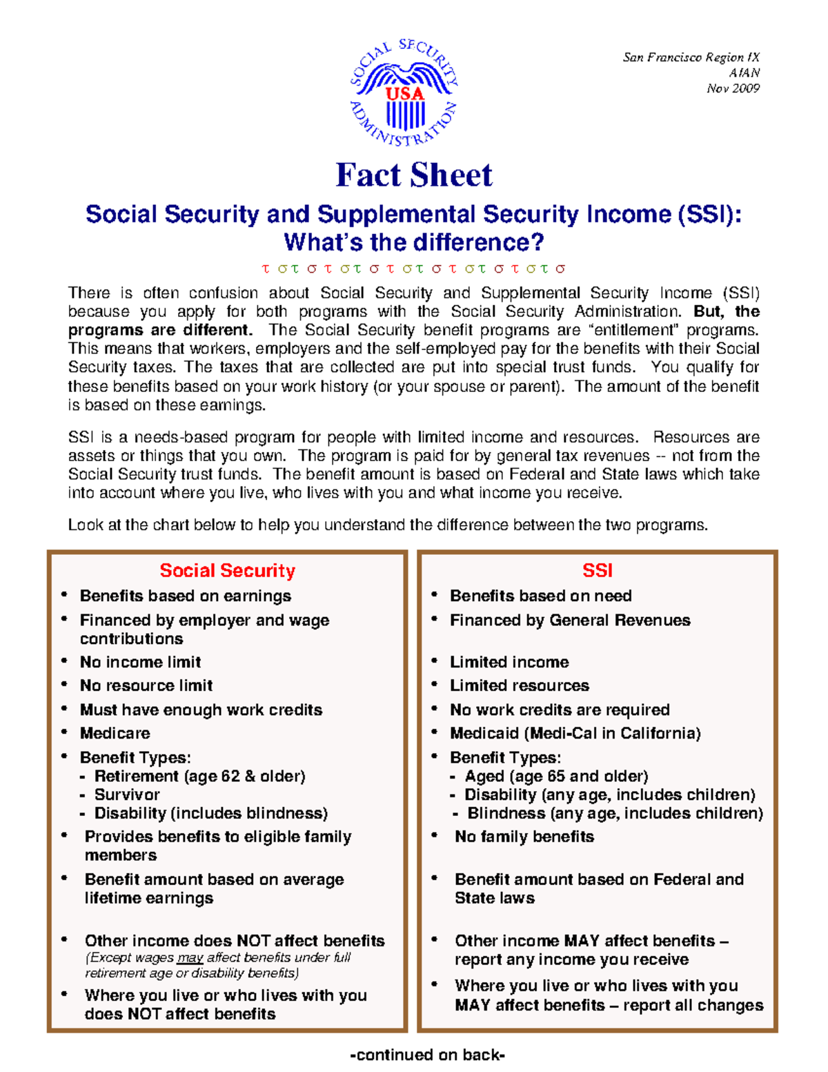 Aianssavsssifinalrev - San Francisco Region IX AIAN Nov 2009 Fact Sheet ...