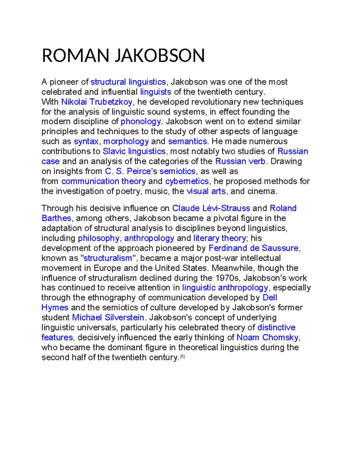 Roman Jakobso 1 - ROMAN JAKOBSON A pioneer of structural linguistics ...