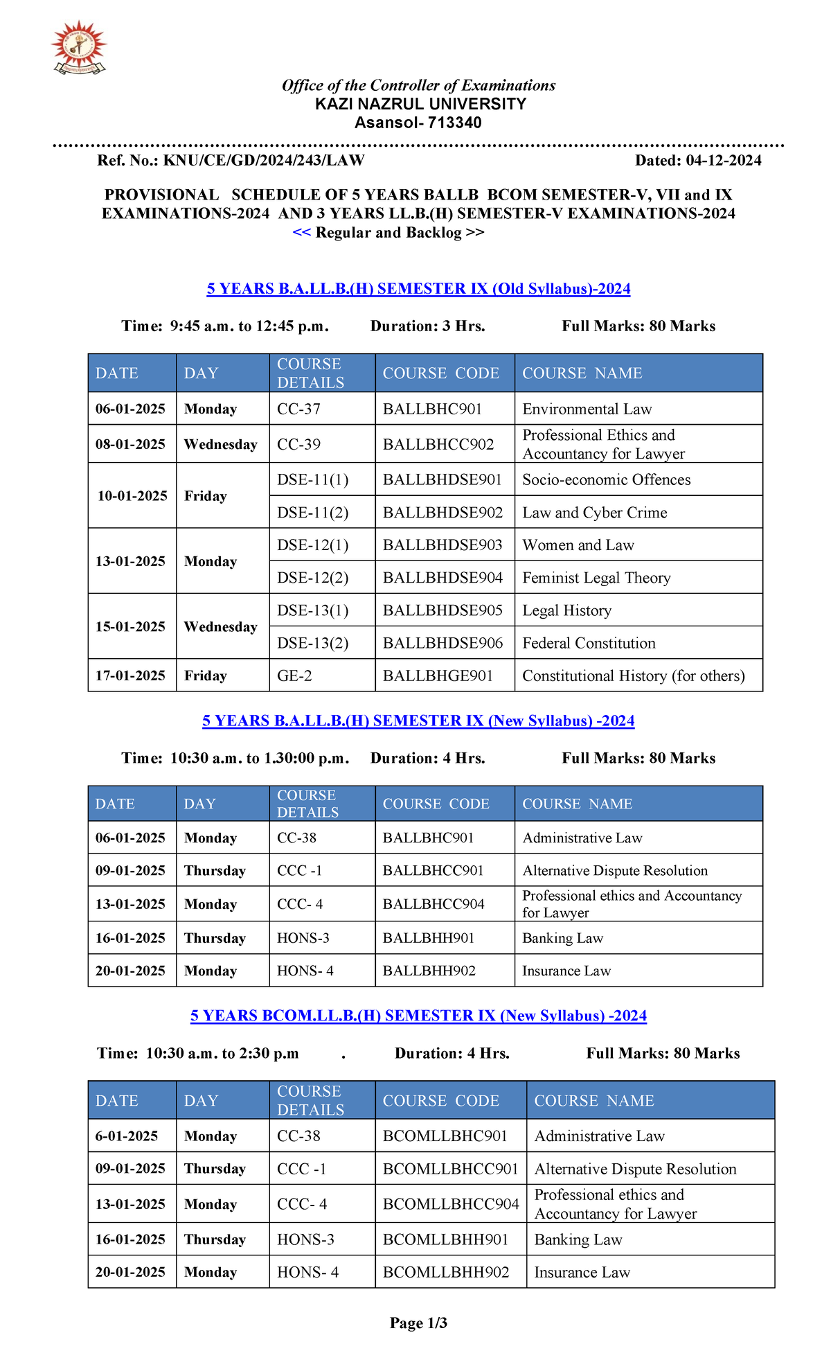1733469821 - Routine - Office of the Controller of Examinations KAZI ...