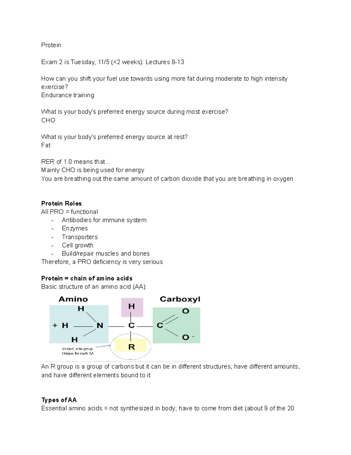 Lecture 12- Protein-2 - Protein Exam 2 is Tuesday, 11/5