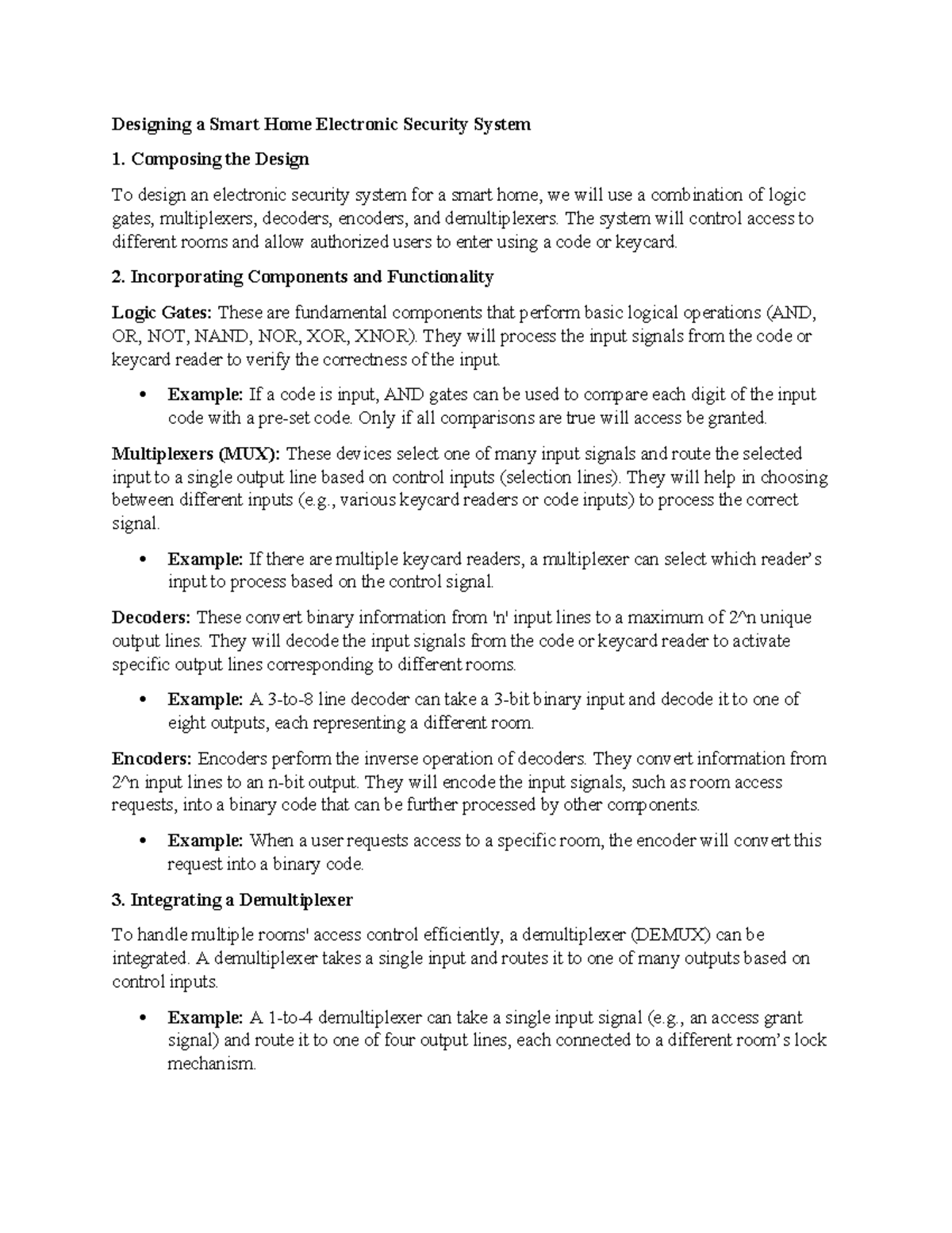 Wk2 - Assignment for week 2 - Designing a Smart Home Electronic Security System 1. Composing the ...