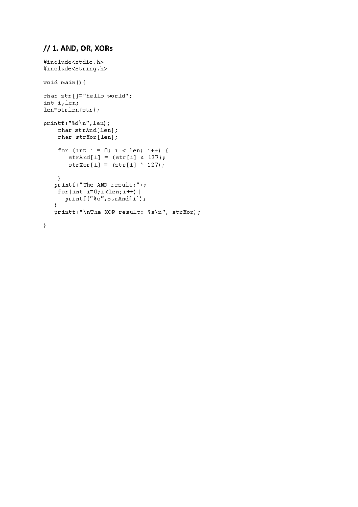 First 5 cns - cns - // 1. AND, OR, XORs #include #include void main(){ - Studocu