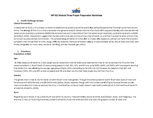 IHP 501 Module Six Project Preparation Worksheet - IHP 501 Module Six ...