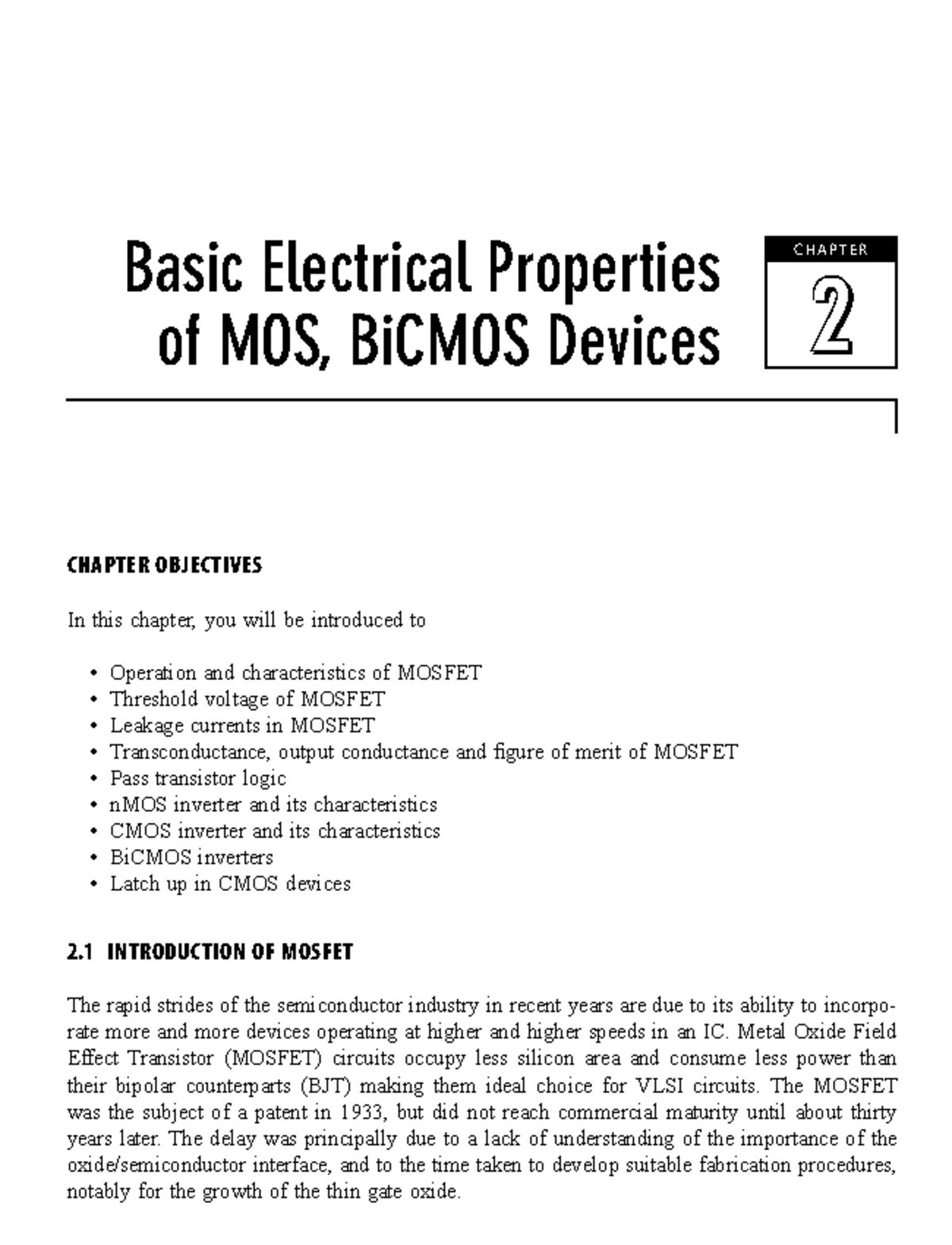 Basic Electrical Properties of MOS Bi MOS devices - Basic Electrical ...