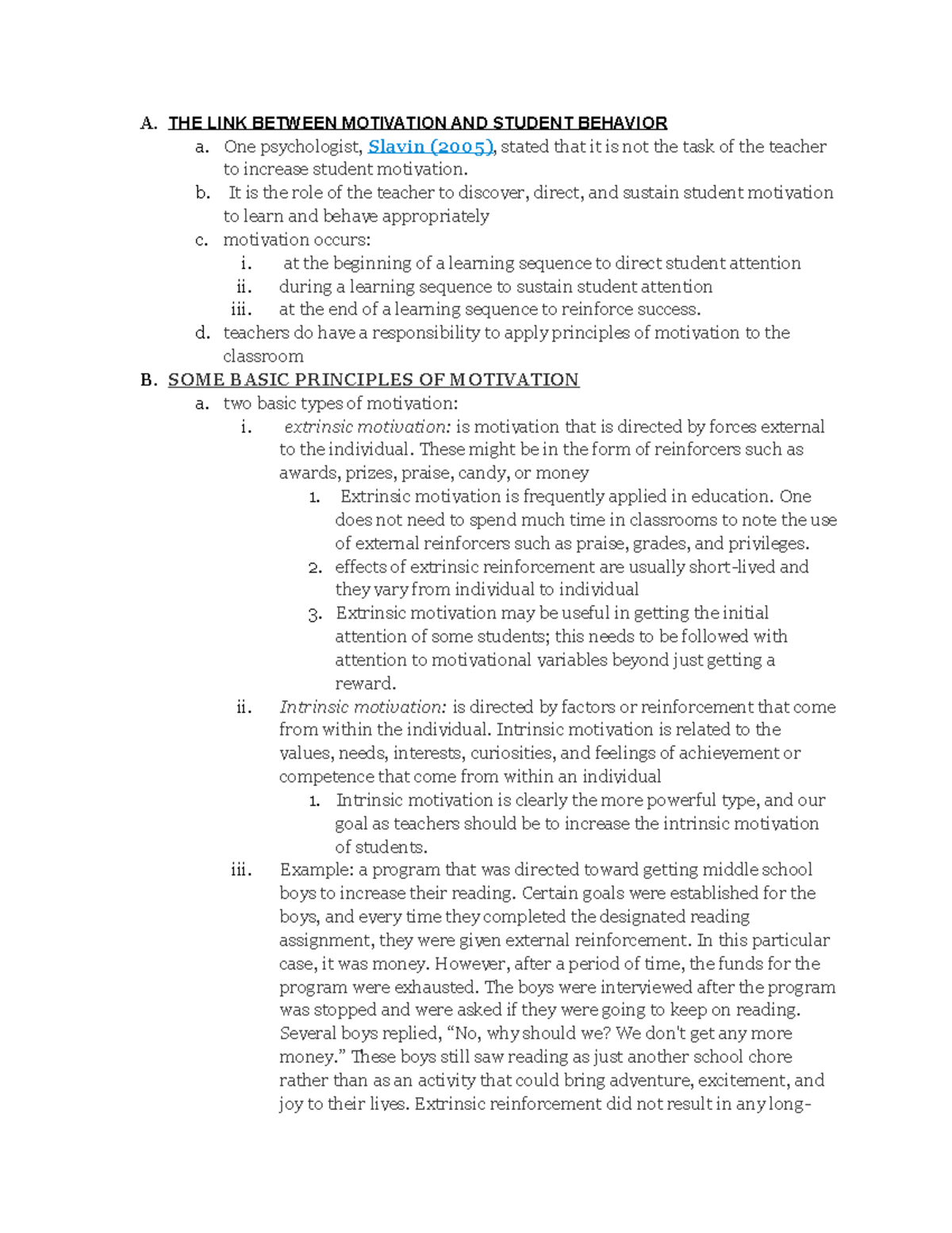 WGU C572 Chapter 3 Notes Behavior AND Motivation - A. THE LINK BETWEEN ...