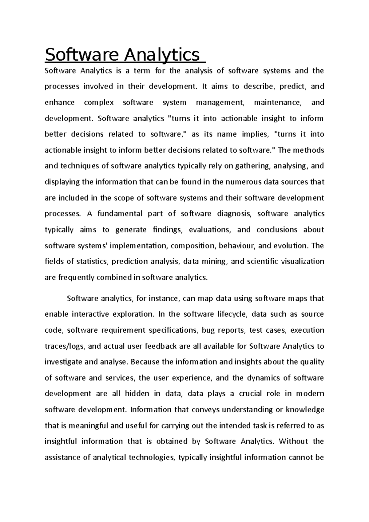 Software Analytics - Software Analytics Software Analytics is a term ...