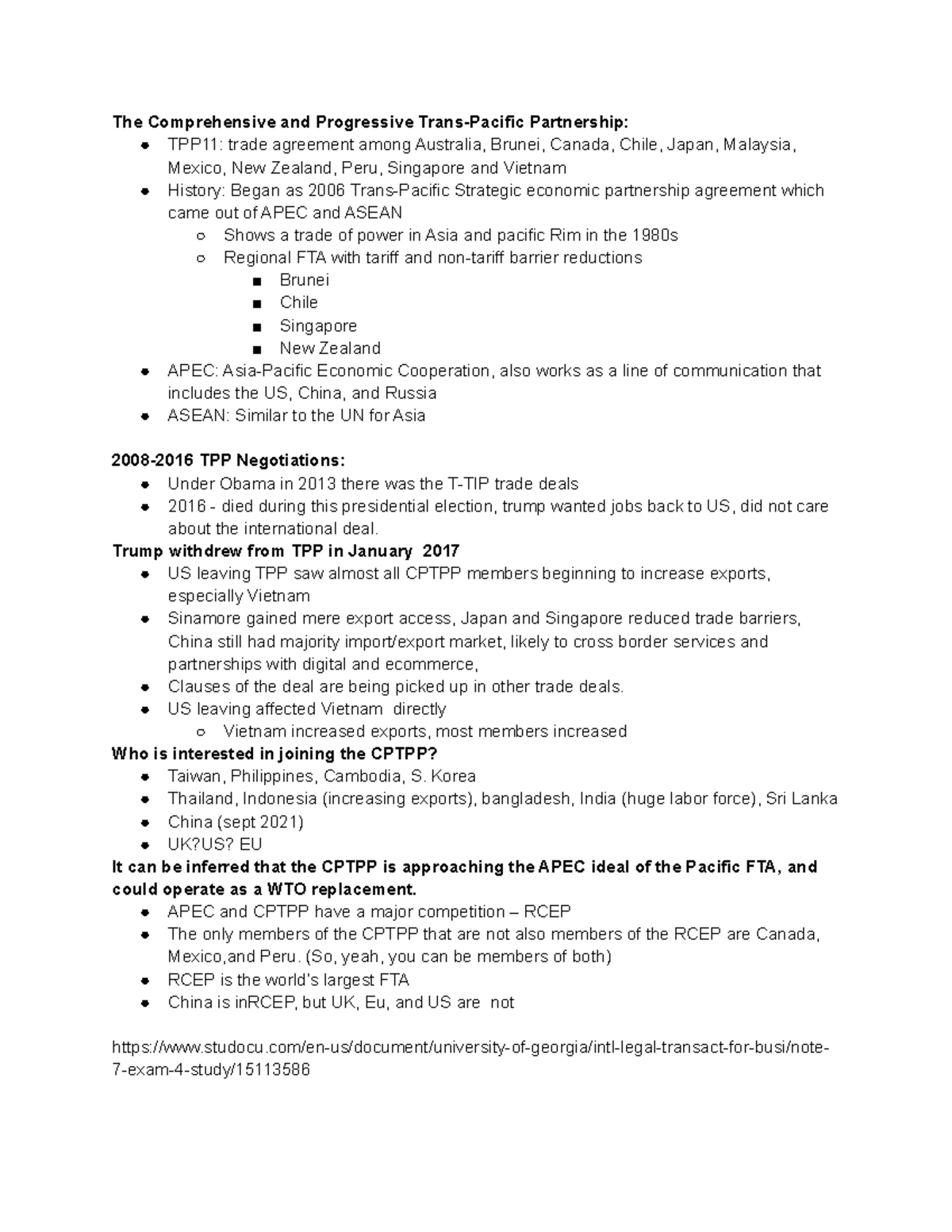 LEGL4900 6900 Cptpp FULL Notes (P3) - The Comprehensive and Progressive ...