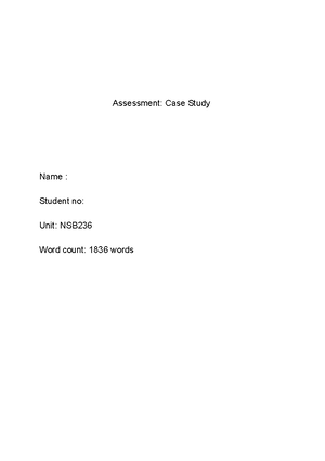 NSB236 Assessment - Billy Small Case Study - URN: QUT158| PATIENT ...