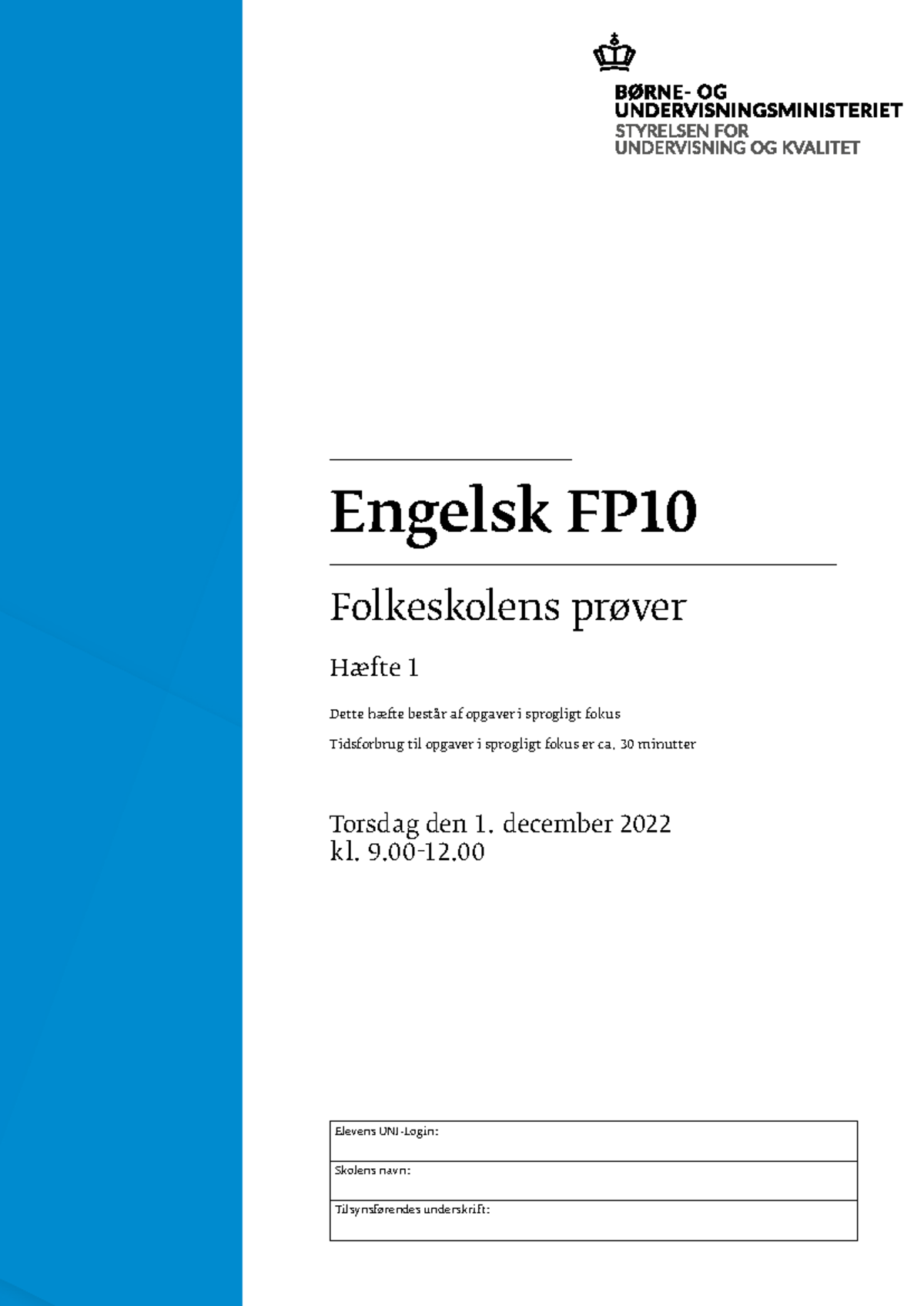 FP10 Engelsk Opgavehæfte 1 december 2022 - Engelsk FP Folkeskolens ...