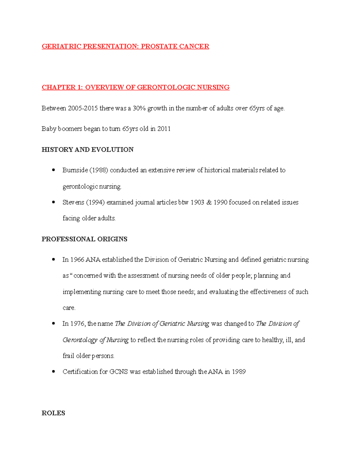 Gerontology - GERIATRIC PRESENTATION: PROSTATE CANCER CHAPTER 1 ...